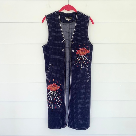 Vintage | Jackets & Coats | Vintage Longline Vest With Embroidery 42 ...
